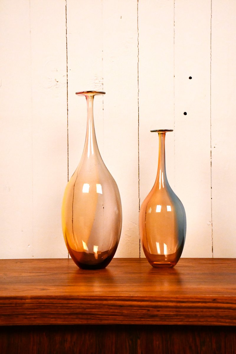 Swedish Handblown Art Glass Bottle Vases by Kjell Engman for Kosta Boda ...