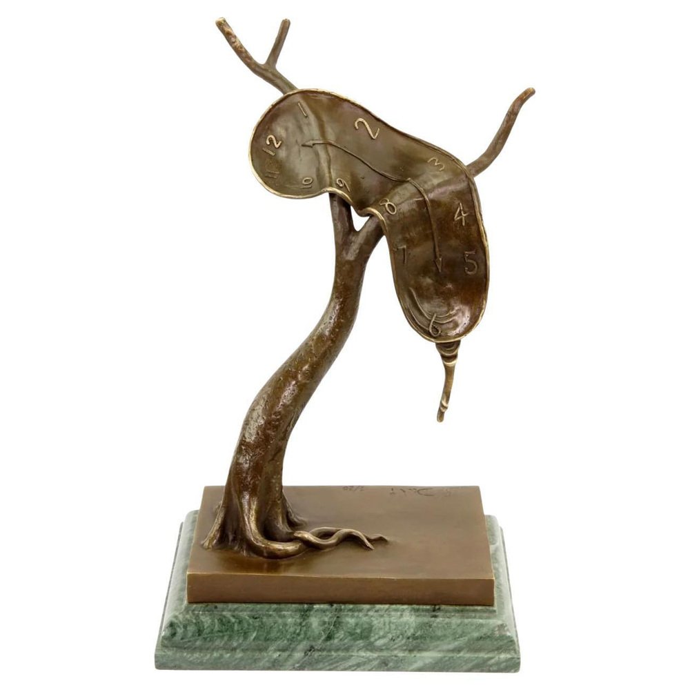 After Salvador Dalí, Sculpture of Melting Clock, 2025, Bronze on Marble ...