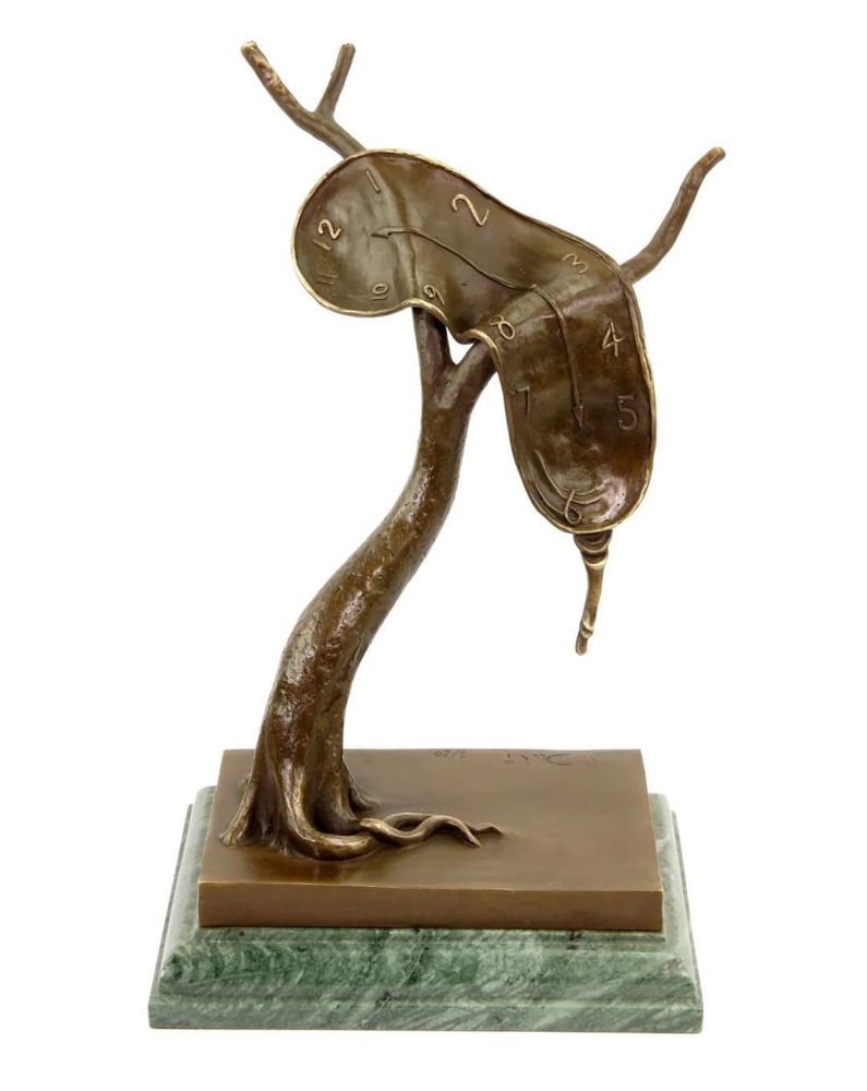 After Salvador Dalí, Sculpture of Melting Clock, 2025, Bronze on Marble ...