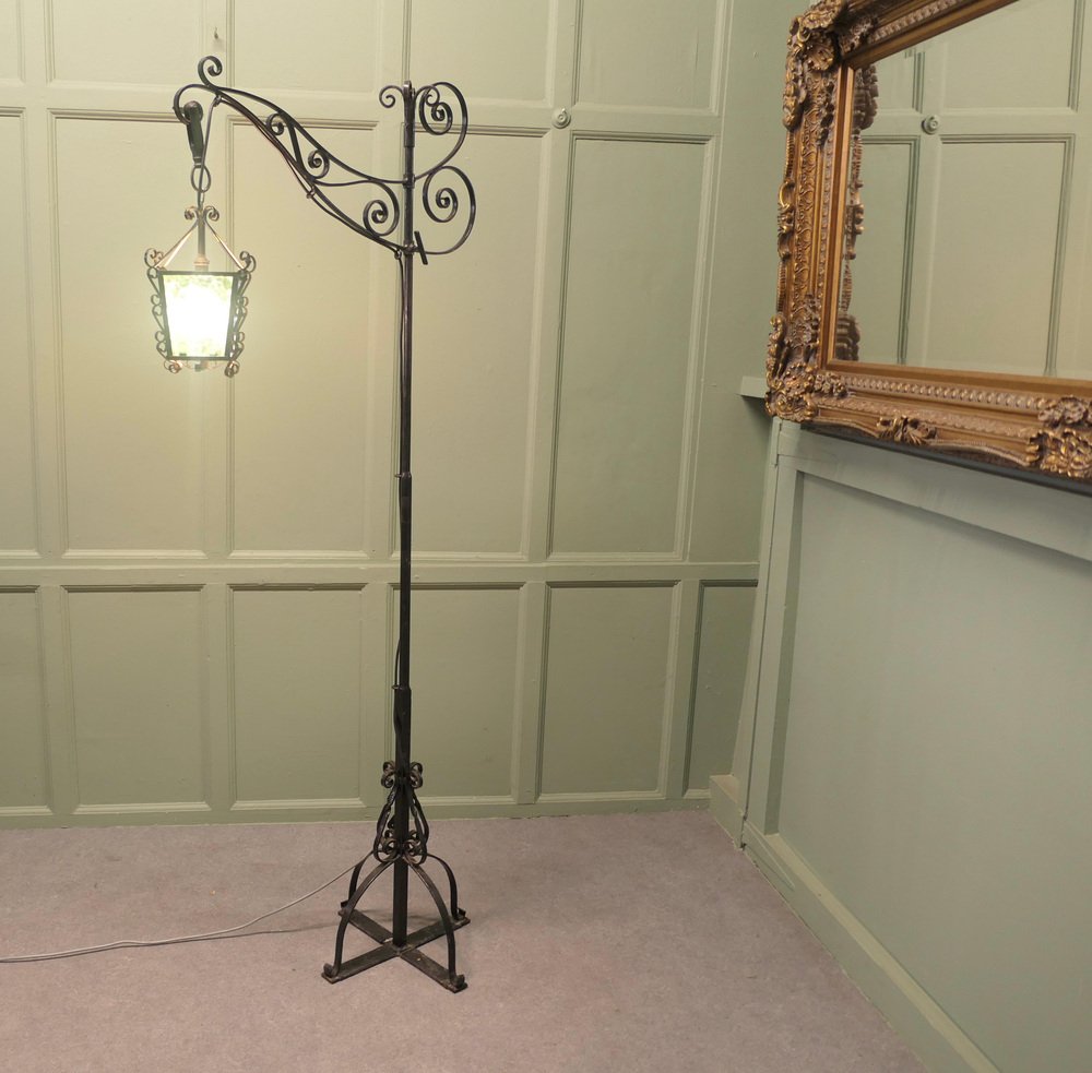 Wrought Iron Floor Standing Reading or Tavern Lamp, 1900s for sale at ...
