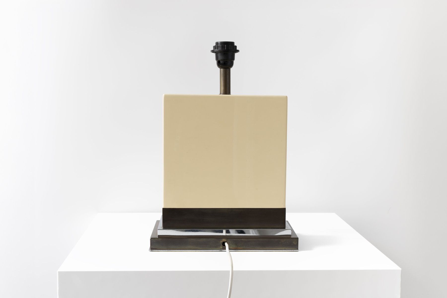 French Rectangular Cream Resin Table Lamp by Jean-Claude Mahey, 1970s ...