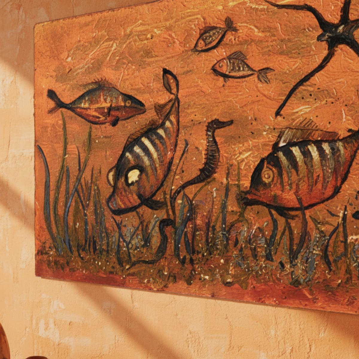 Landscape with Sun and Moon, 1974, Textile Painting for sale at Pamono