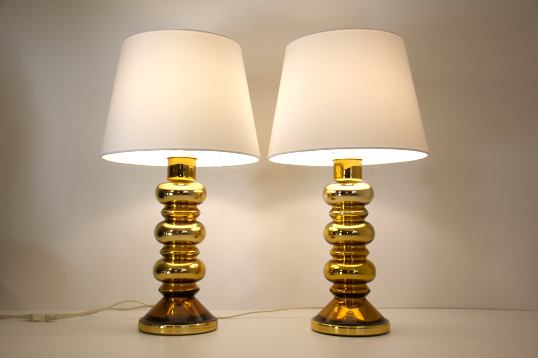 Swedish Modern Art Glass Table Lamps by Gustav Leek for Alsterfors ...