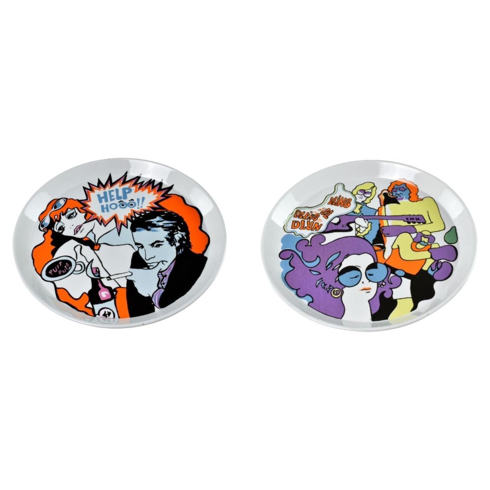 Italian Ceramic Plates attributed to Franco Pozzi, 1965, Set of 2 for ...