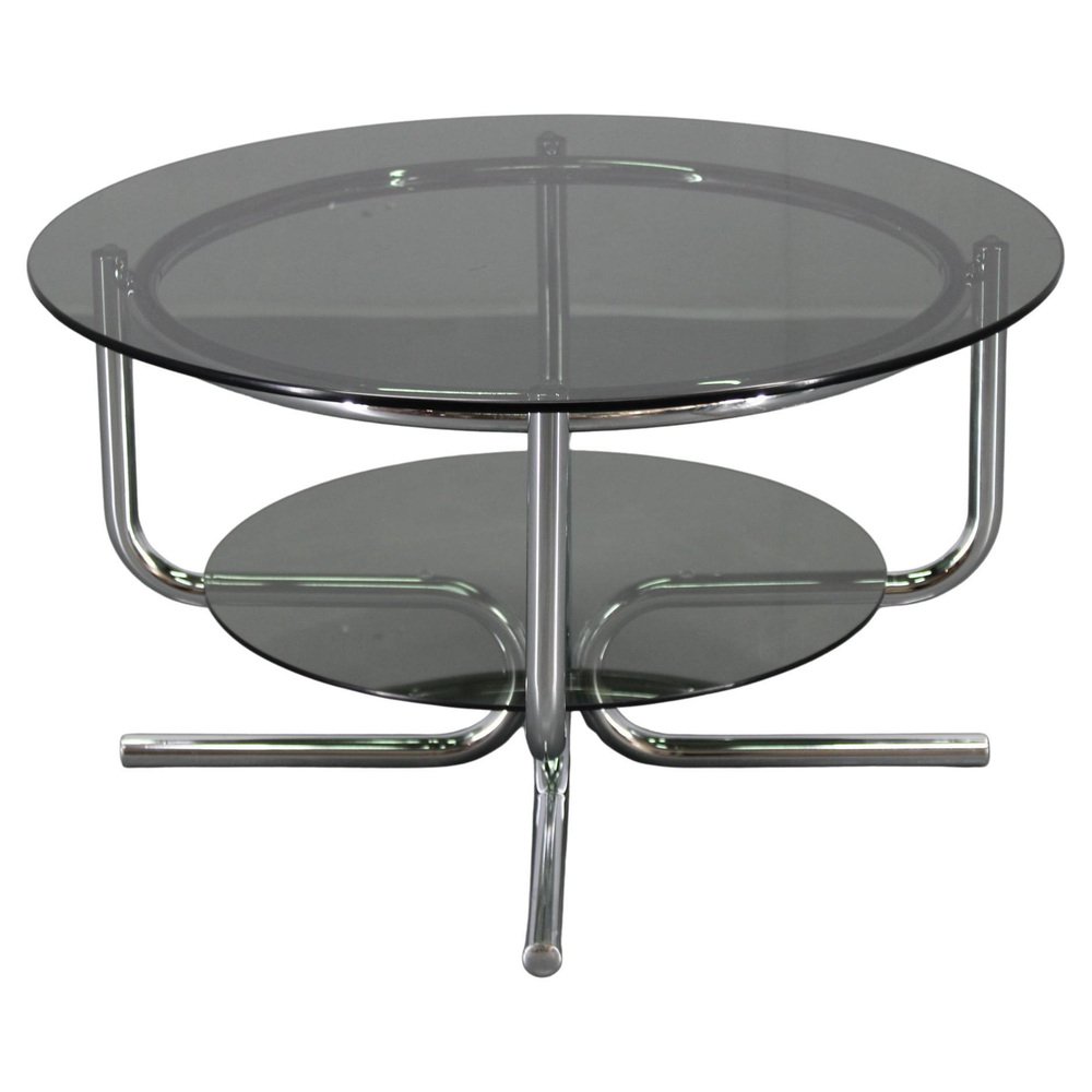 Vintage Italian Chrome Tubular Coffee Table with Smoked Glass, 1970s ...
