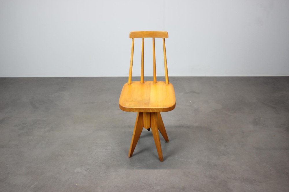 Vintage Beech Chair with Adjustable Height, 1970s for sale at Pamono
