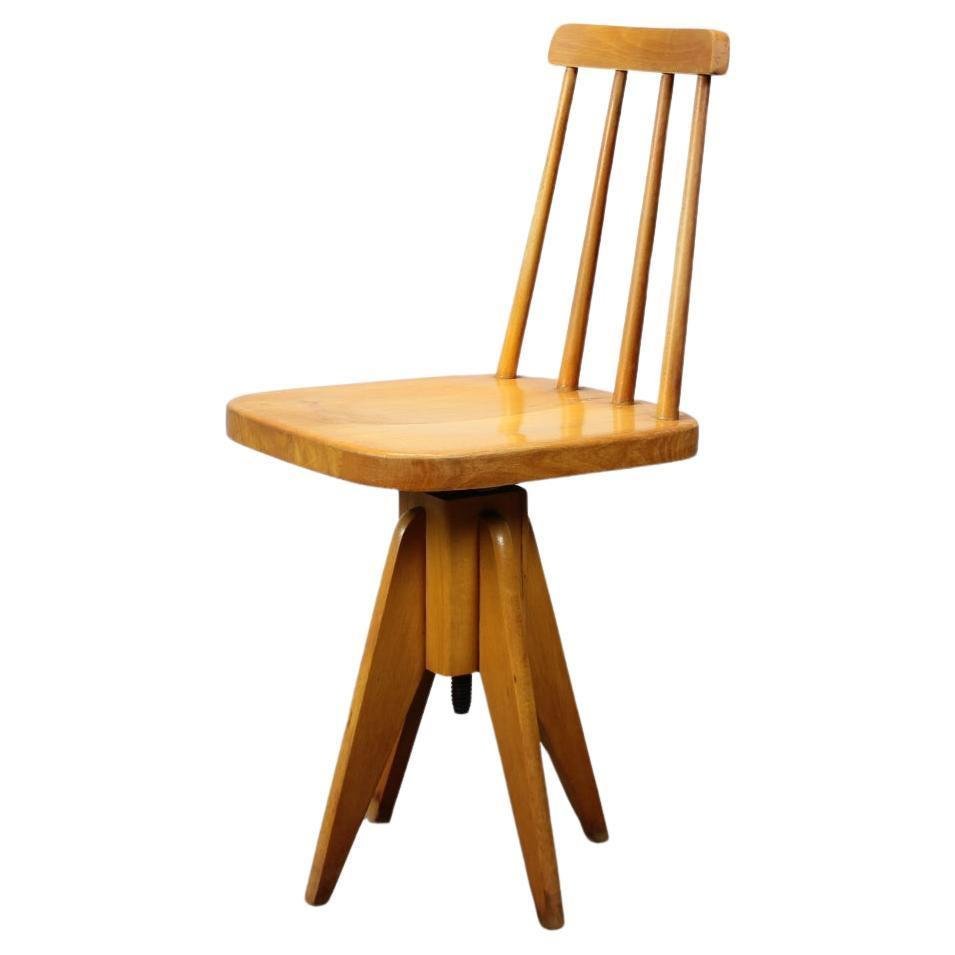Vintage Beech Chair with Adjustable Height, 1970s for sale at Pamono