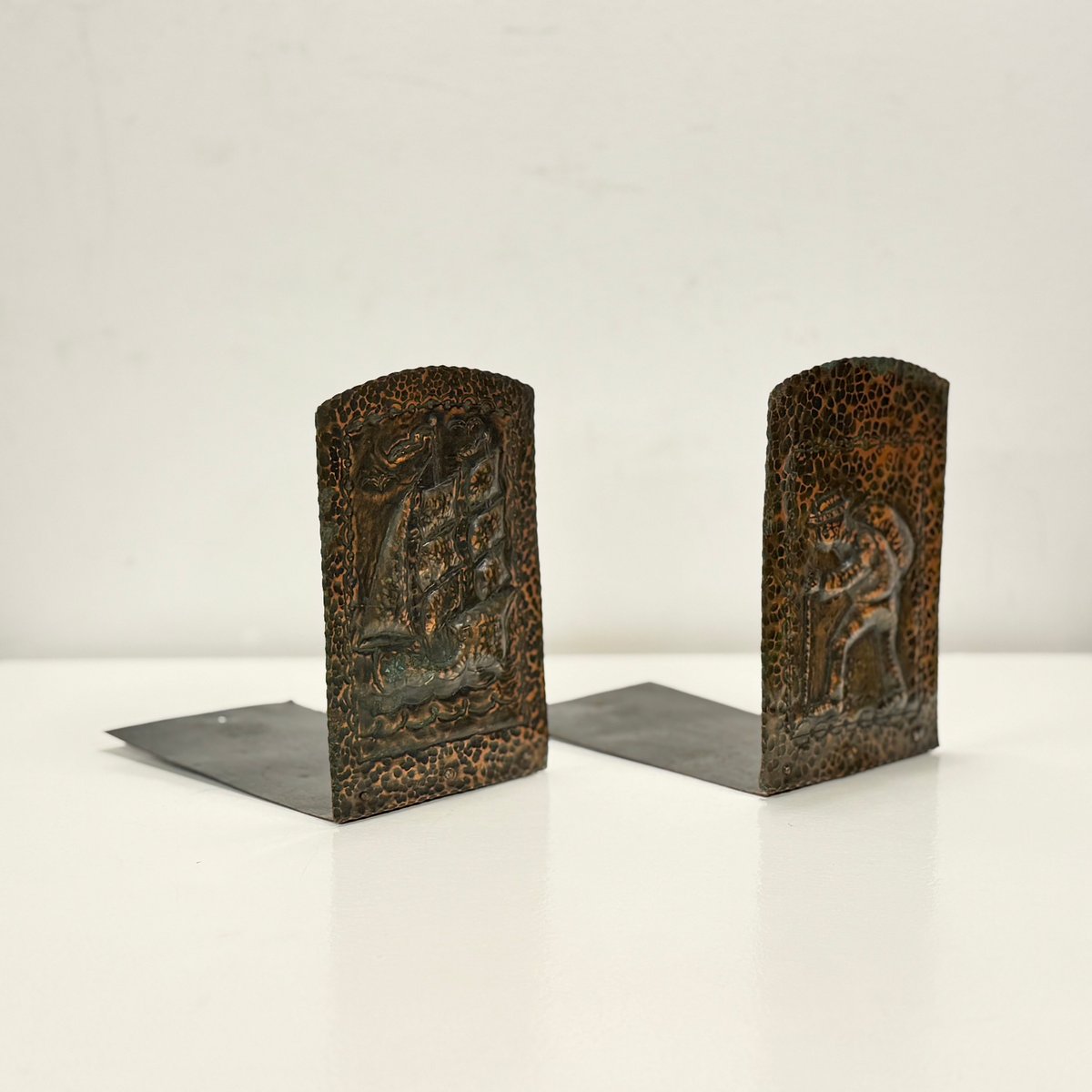 Art Nouveau Copper Bookends with Decorative Motifs, 1920s-1930s, Set of ...