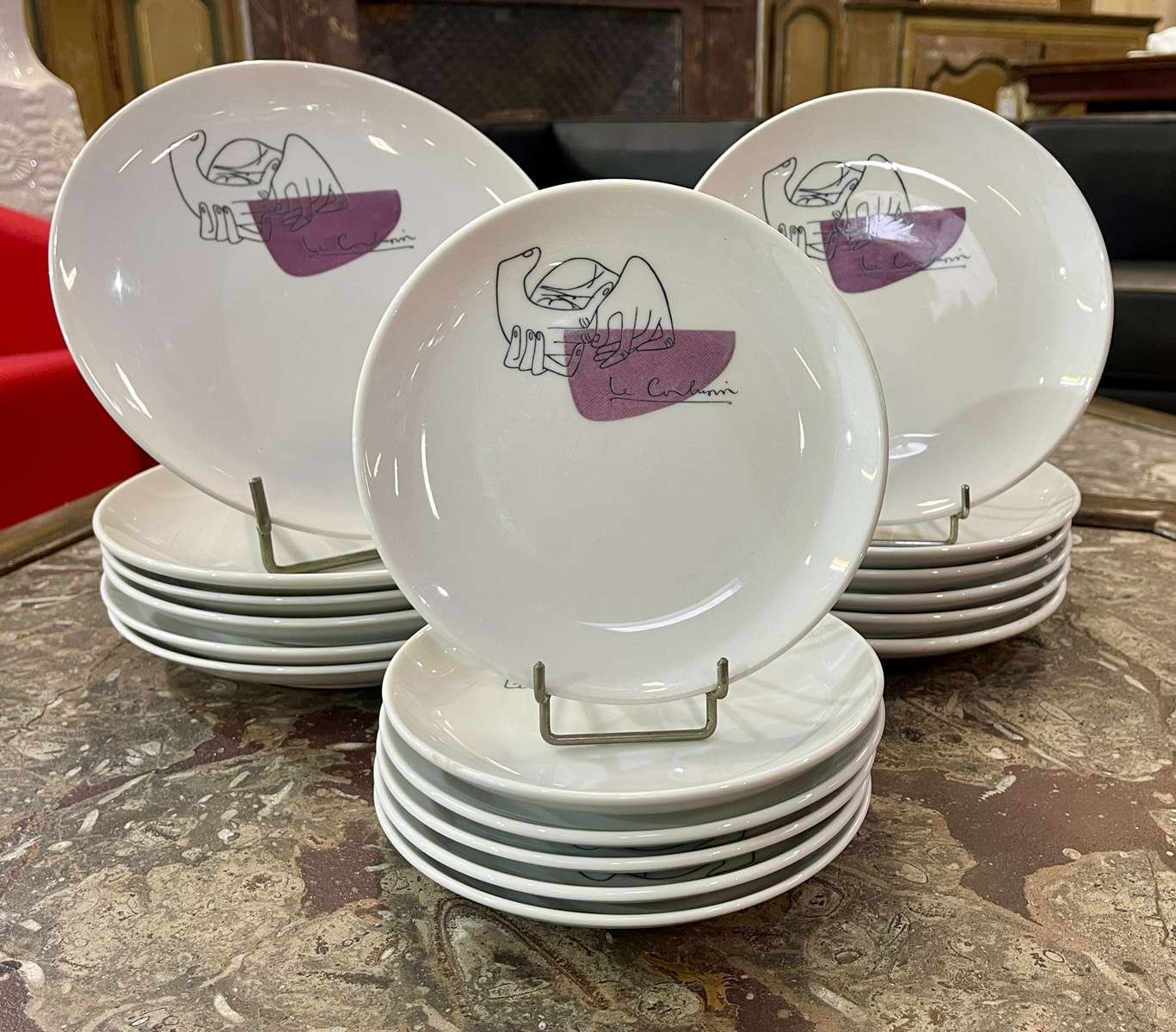 Vintage Dinner Service by Le Corbusier, 1970s, Set of 18 for sale at Pamono