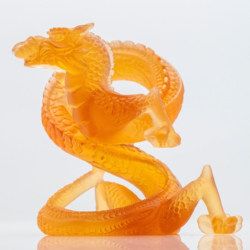 Brown and Orange Art Glass Dragon Sculpture from Daum, France, 1970s ...