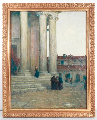 Giovanni Depetris, After the Mass, Oil Painting, 1918, Framed for sale ...