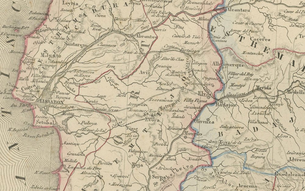 Map of Spain and Portugal by Frijlink & Van Otterloo, 1876 for sale at ...