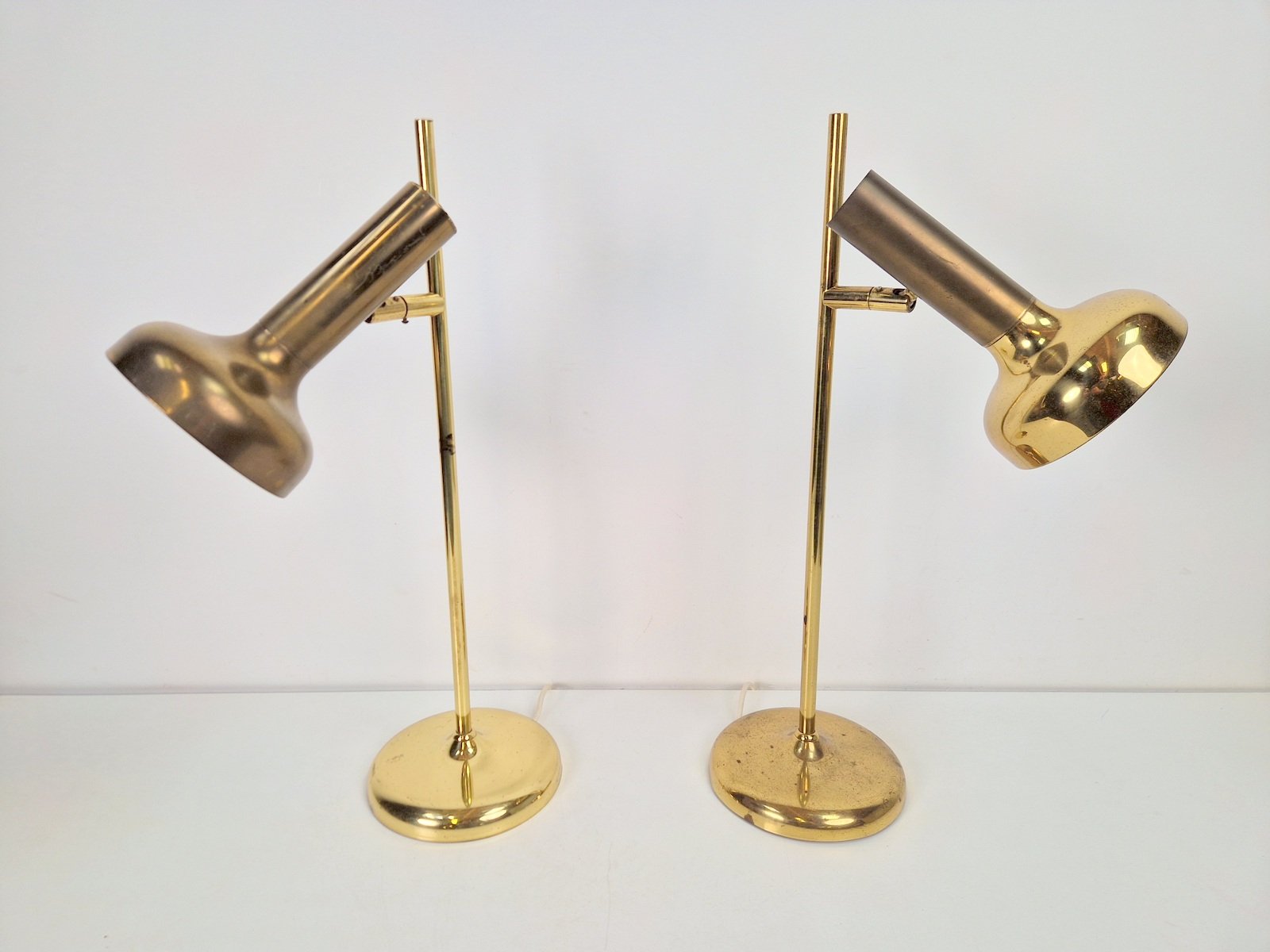 Vintage Brass Trumpet Table Lamps by Koch & Lowy for Omi, 1960s, Set of ...