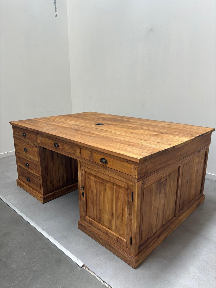 Double Face Desk in Teak for sale at Pamono