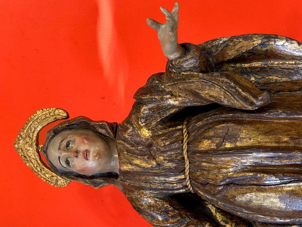 Artista del Renacimiento español, Santa Ana, década de 1500, madera policromada y dorada en ...