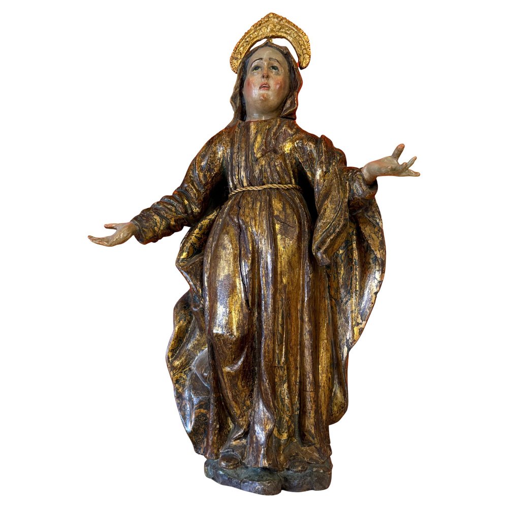 Artista del Renacimiento español, Santa Ana, década de 1500, madera policromada y dorada en ...