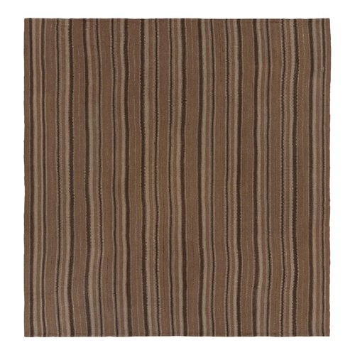 Vintage Middle Eastern Square Palas Bidjari Kilim with Brown Geometric ...