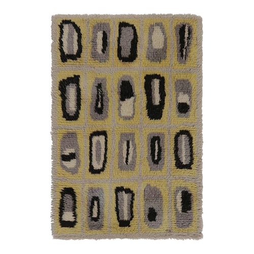Vintage Swedish Rya Rug with Yellow and Gray Geometric Pattern for sale ...