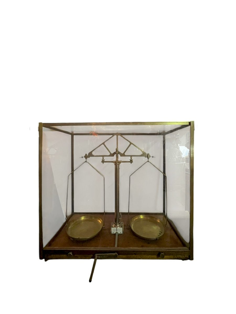 Large Antique Brass and Glass Apothecary Science Balance Scale from A.L ...
