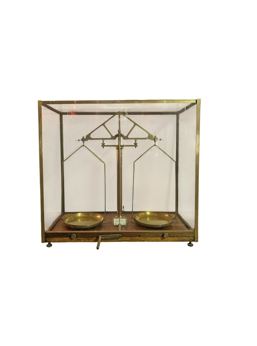 Large Antique Brass and Glass Apothecary Science Balance Scale from A.L ...