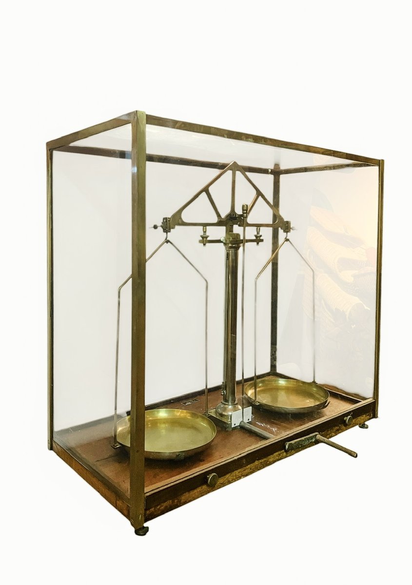 Large Antique Brass and Glass Apothecary Science Balance Scale from A.L ...