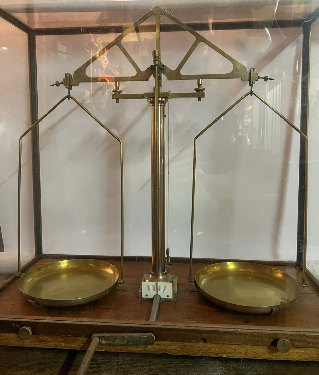 Large Antique Brass and Glass Apothecary Science Balance Scale from A.L ...