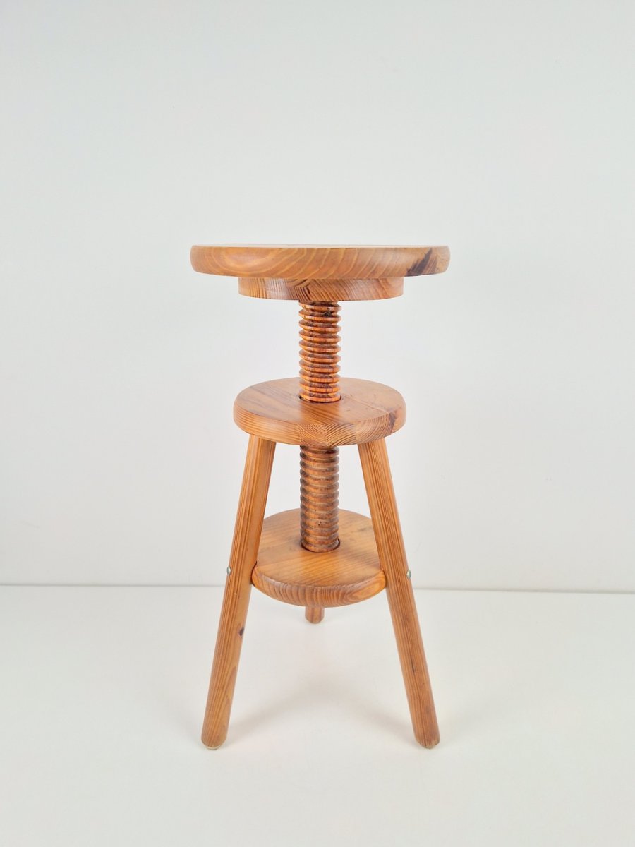 Vintage Architect's Corkscrew Stool in Pine, 1960s for sale at Pamono