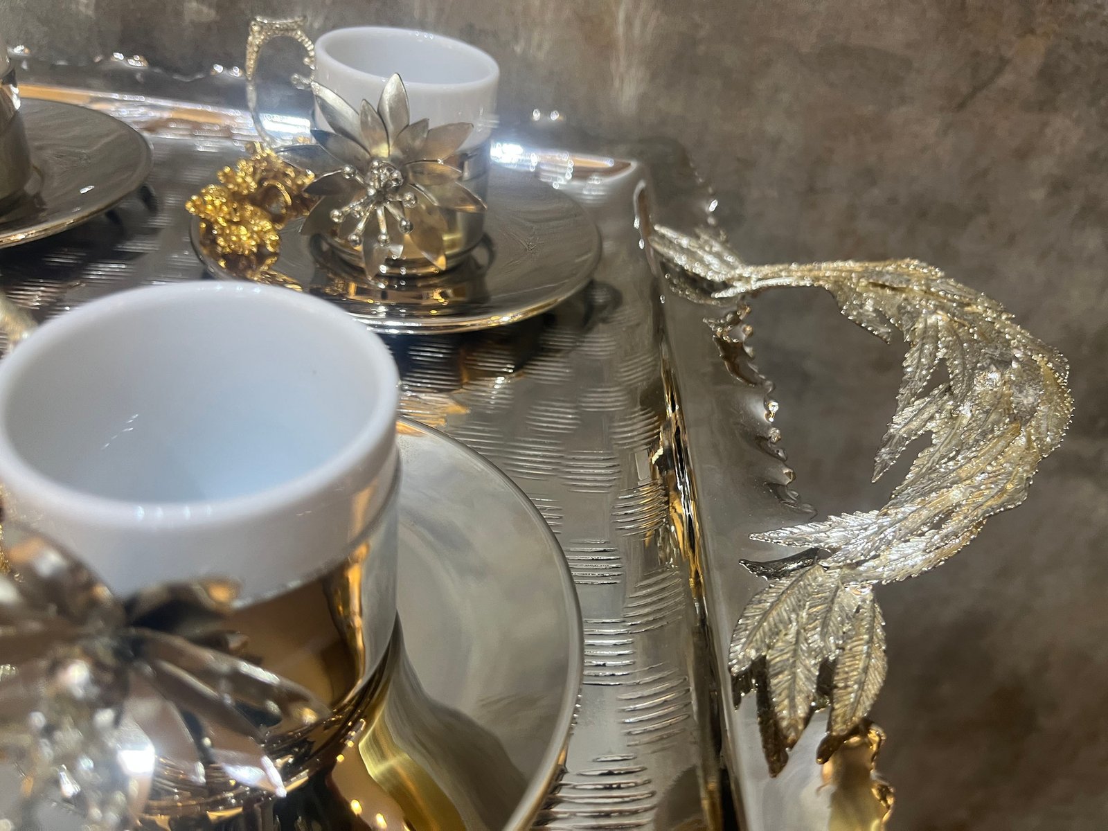 Large Floral Copper Tea Service, Set of 6 for sale at Pamono