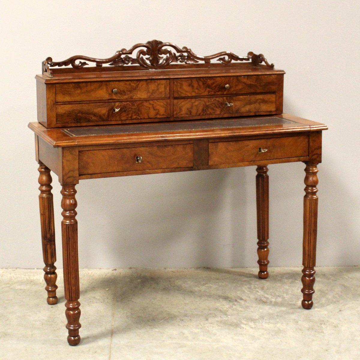 Antique 19th Century Louis Philippe Walnut Writing Desk for sale at Pamono