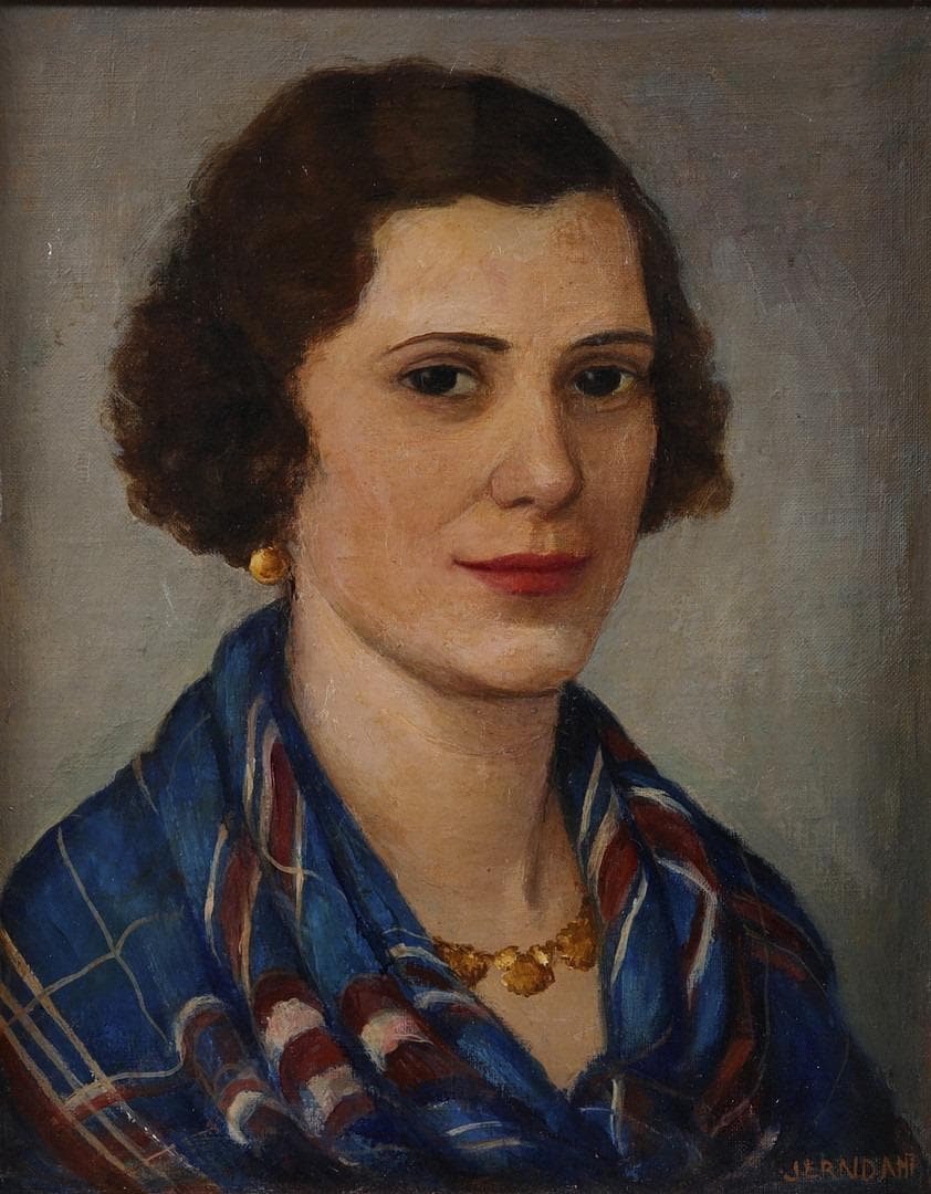 Maj Jerndahl, Portrait of Lilly Lundberg, 1930, Oil on Panel, Framed ...