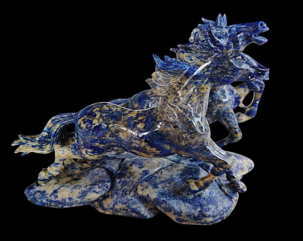 Horses Sculpture in Lapis Lazuli, 1980s for sale at Pamono