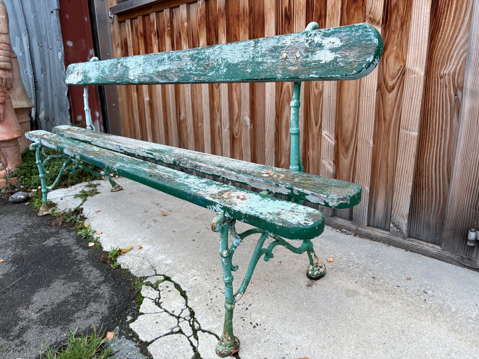 Antique Cast Iron and Wood Garden Bench, 1800s for sale at Pamono