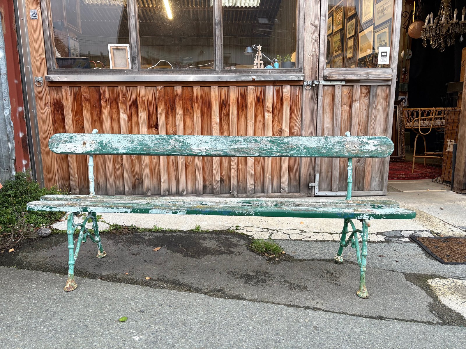 Antique Cast Iron and Wood Garden Bench, 1800s for sale at Pamono