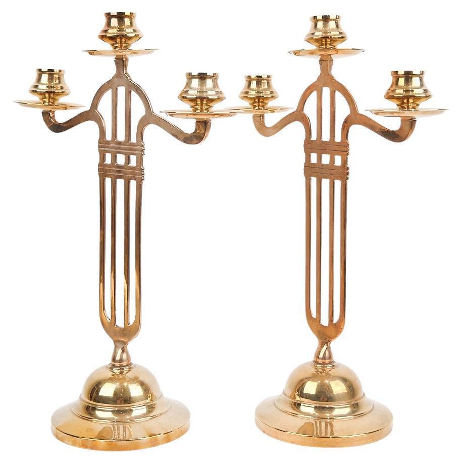 Vintage Three-Armed Candlesticks in Brass, 1920s, Set of 2 for sale at ...