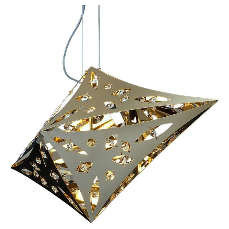Quasar Gold Plated Horizontal Pendant Lamp by Aggiolight for sale at Pamono