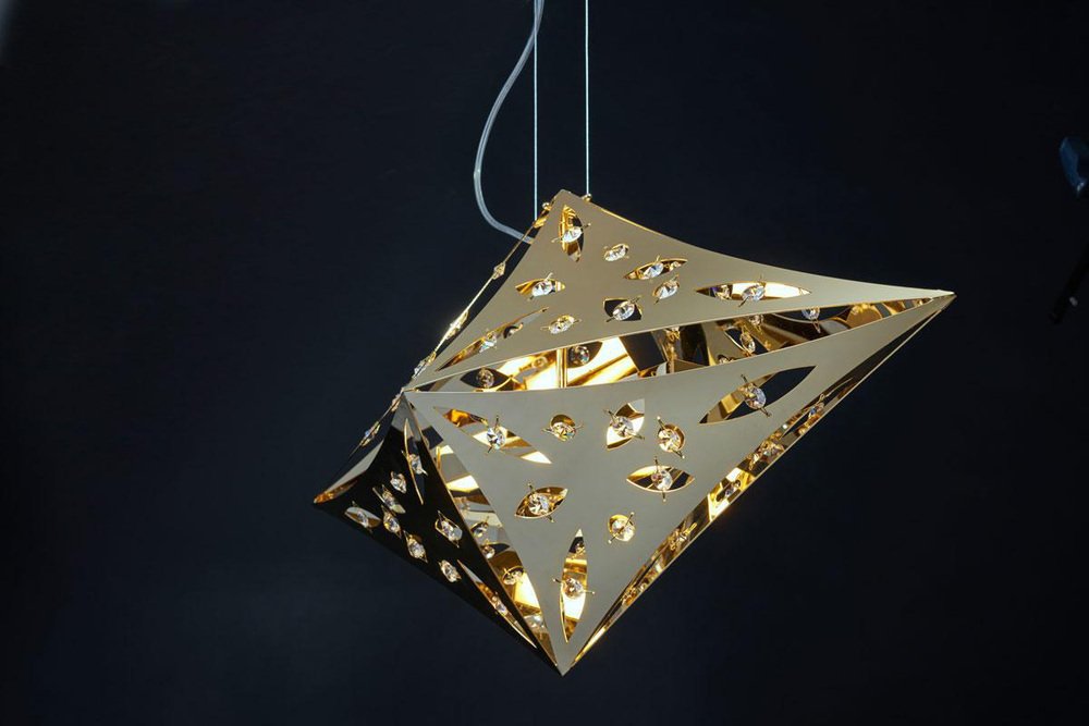 Quasar Gold Plated Horizontal Pendant Lamp by Aggiolight for sale at Pamono