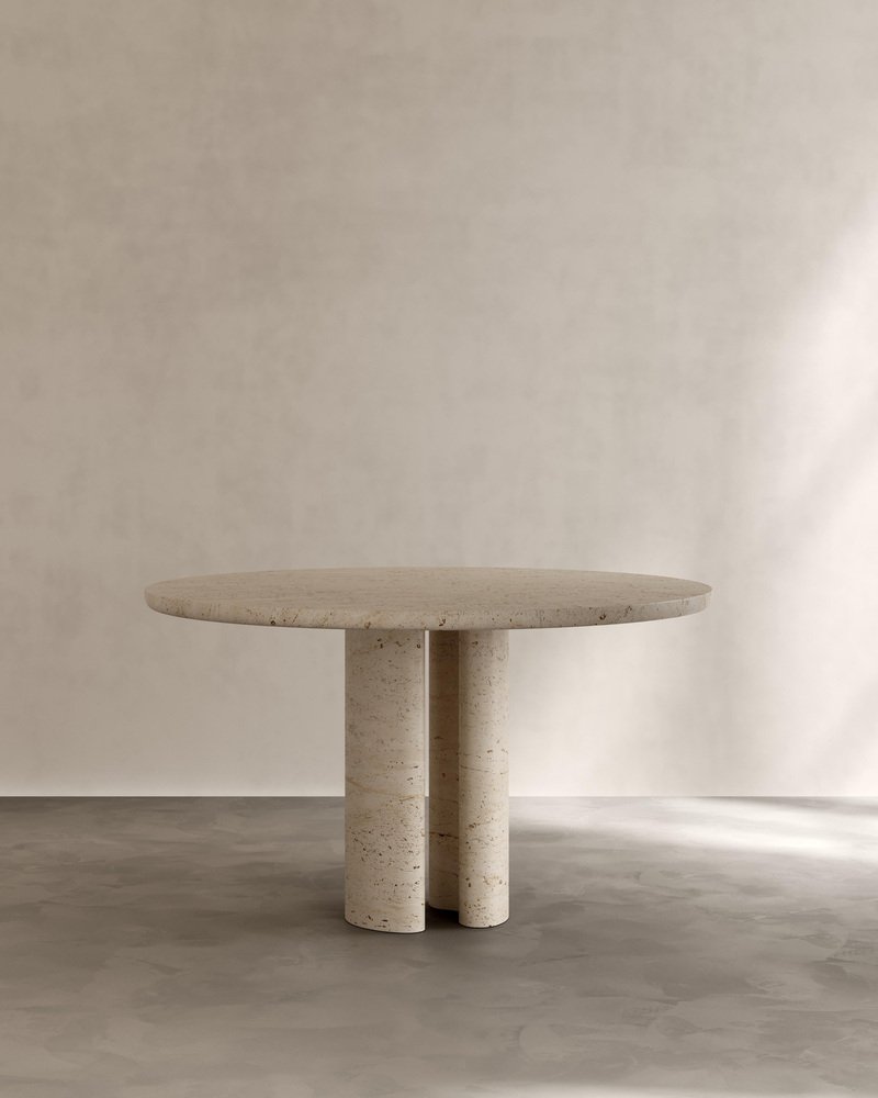 Hand-Crafted Isola Dining Table II in Cappuccino Limestone by Paloma ...
