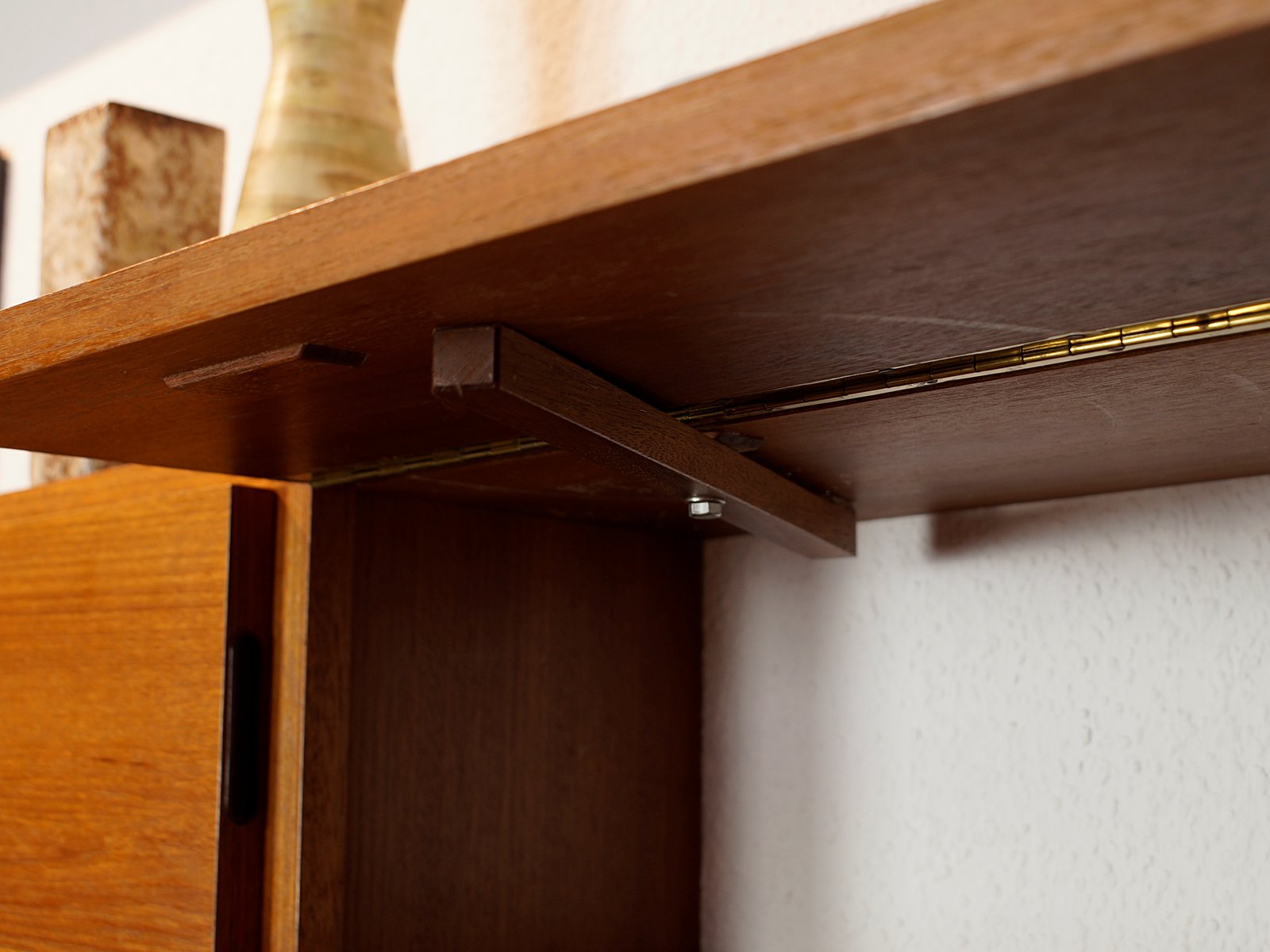 Large Mid-Century Wall Shelf in Teak, 1960s for sale at Pamono