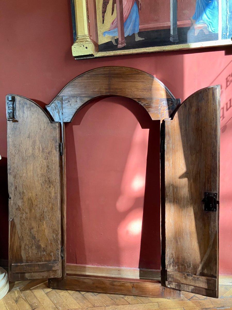 Antique Rustic Tuscan Window in Chestnut with Original Wrought Iron ...