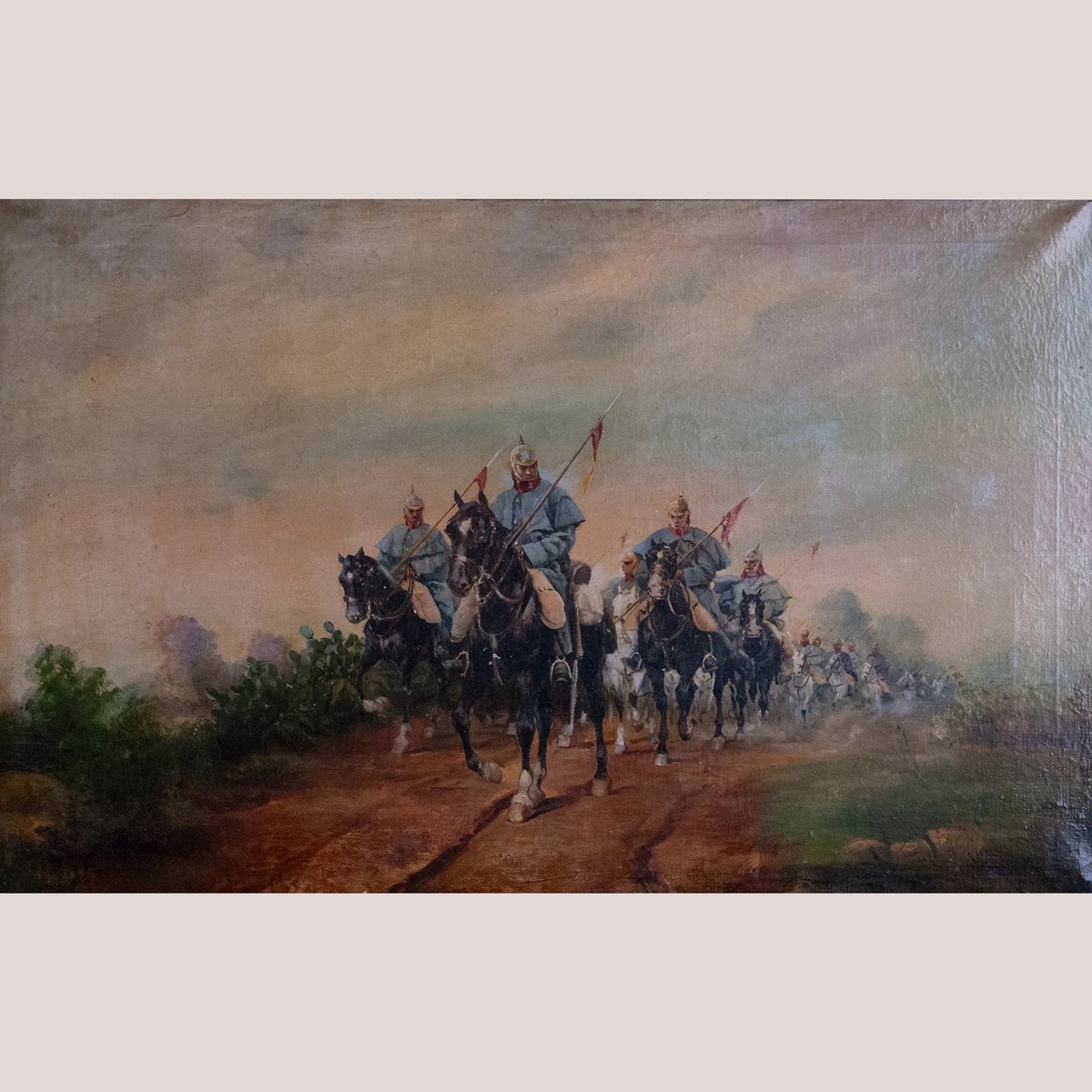 J. Cusachs, Cavalry Patrol at Dawn, Oil on Canvas for sale at Pamono
