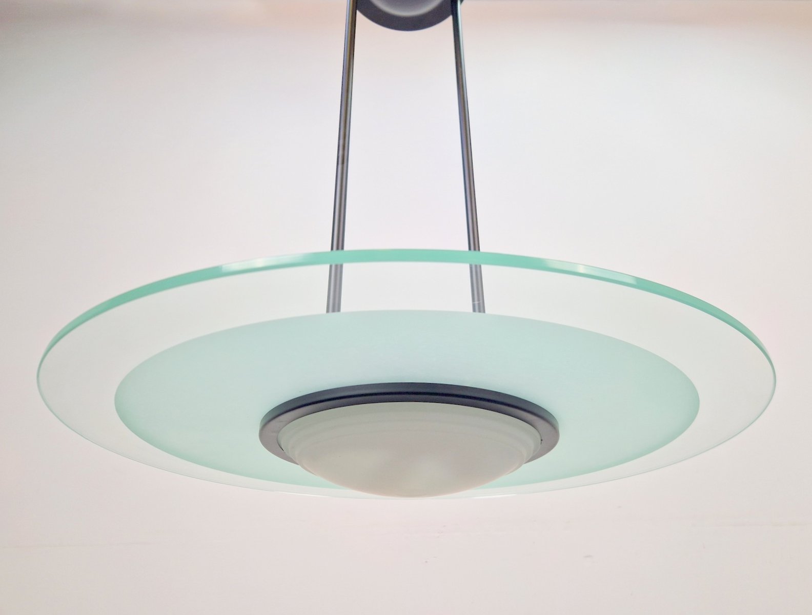 Vintage Italian Glass Disc UFO Pendant Lamp, 1980s for sale at Pamono