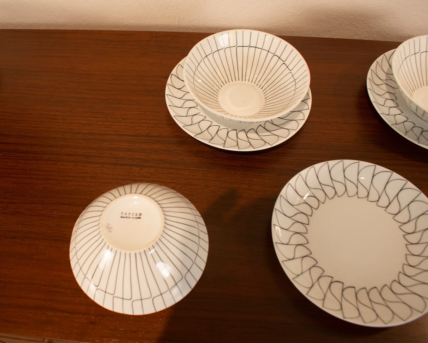 Bowls, Serving Bowl and Saucers from Castro Pottery, Spain, 1970s, Set ...