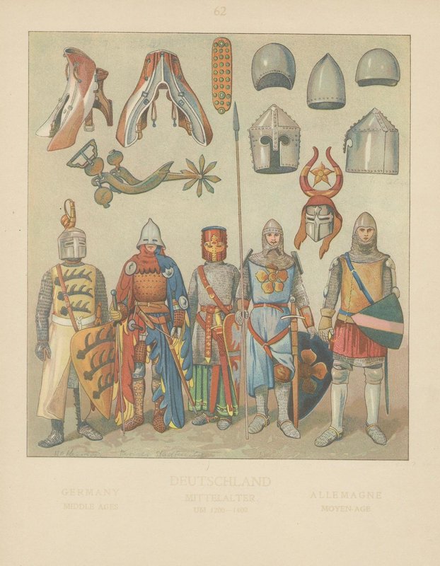 After Max Tilke, Medieval German Knights and Armor, 1880, Print for ...