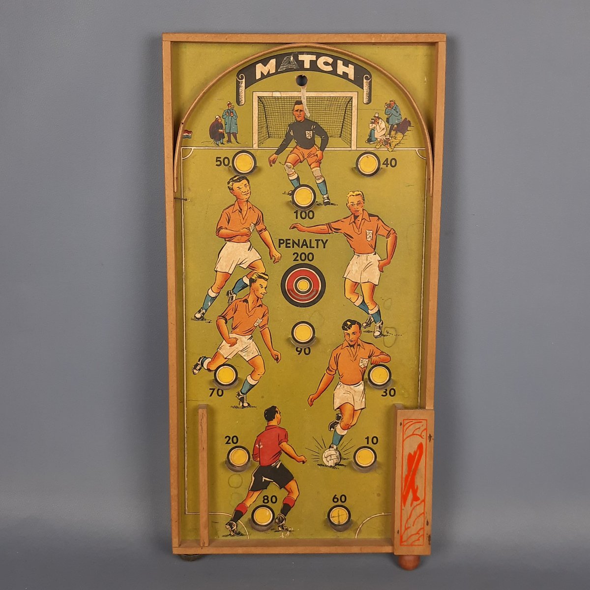 Antique Wooden Bagatelle Pinball Machine with Football Theme, Early ...