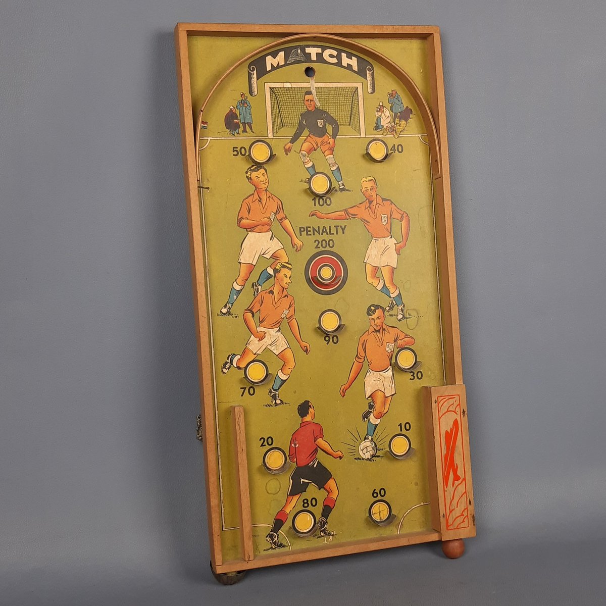 Antique Wooden Bagatelle Pinball Machine with Football Theme, Early ...