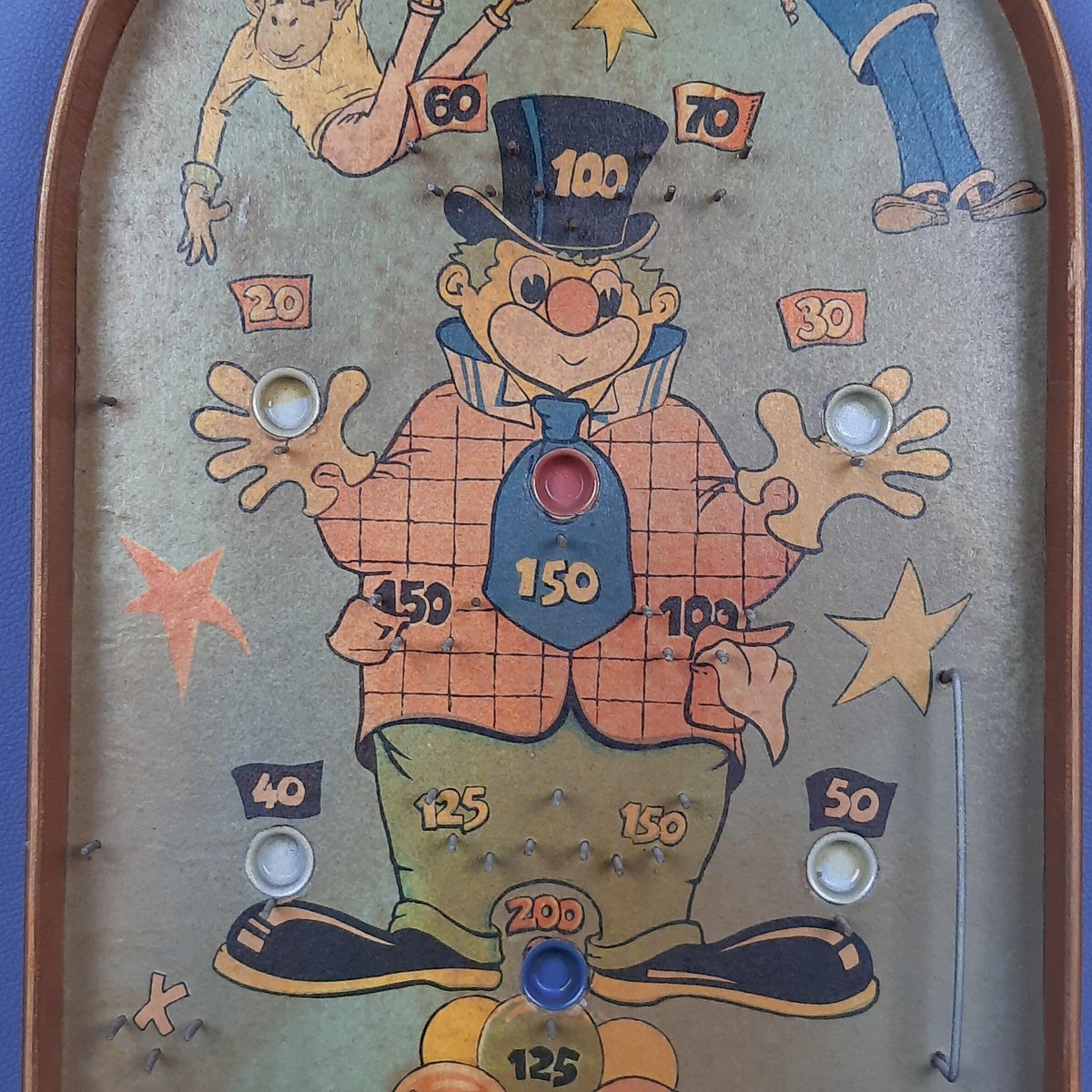 Antico flipper Bagatelle in legno e metallo a tema Circus Clown, inizio ...