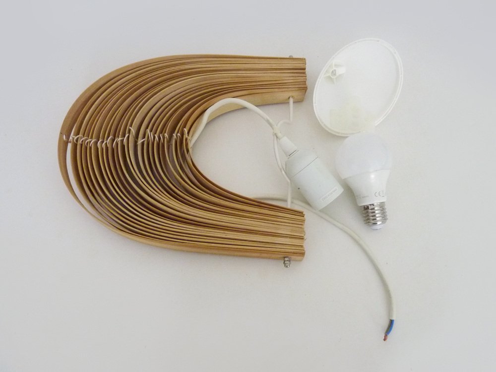 Nautilus Pendant Light in Wooden Slats, 2000s for sale at Pamono
