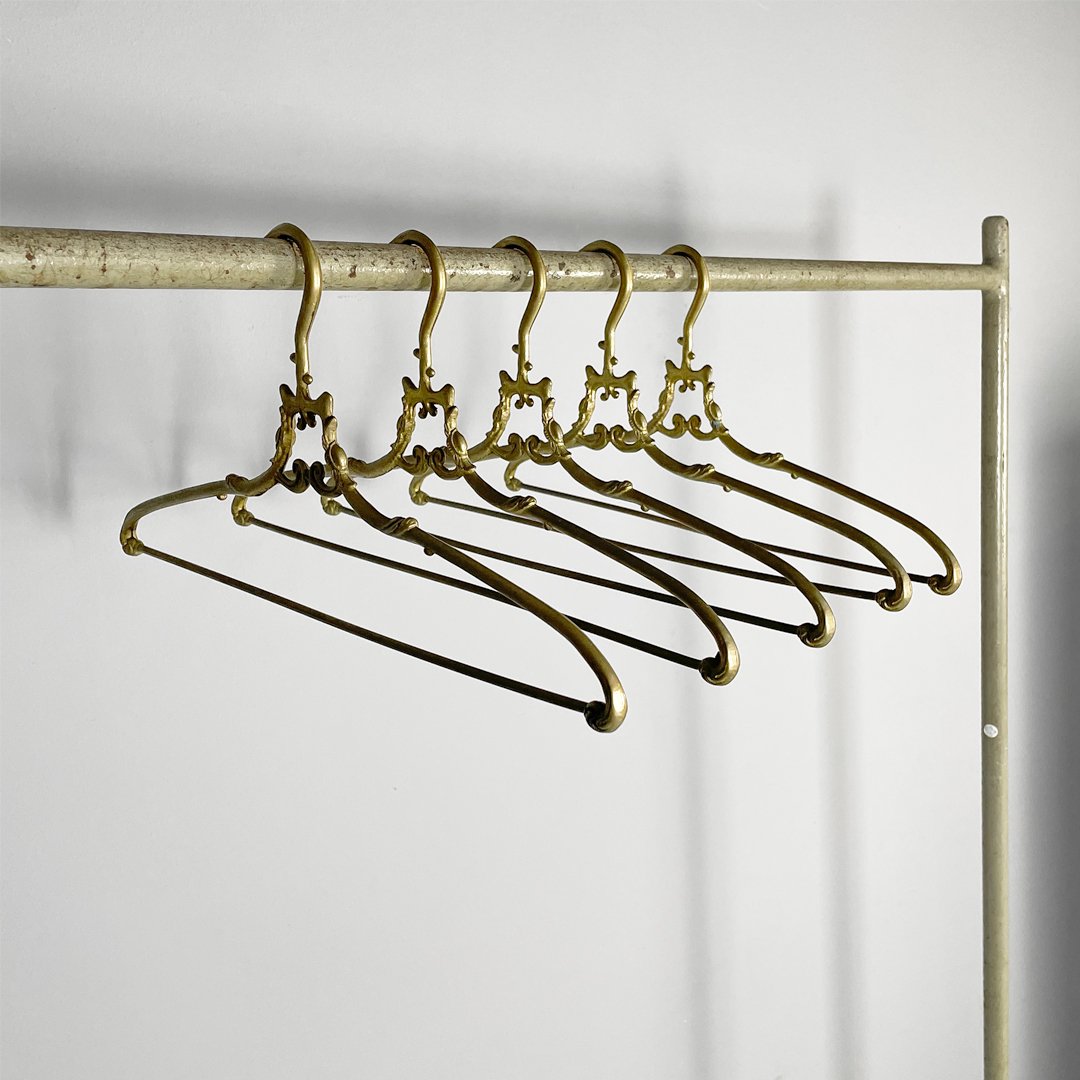 Art Nouveau Italian Decorated Brass Hangers, 1930s, Set of 5 for sale ...