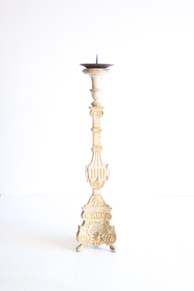 Antique Belgian Baroque Gilded Altar Candlestick, 1700s for sale at Pamono