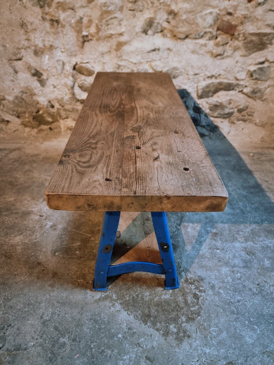 Vintage Industrial Workbench Table with Cast Iron Legs, 1950s for sale ...